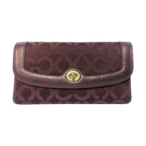 Coach | Bags | Coach Brown Leather Canvas Turnlock Wallet | Poshmark